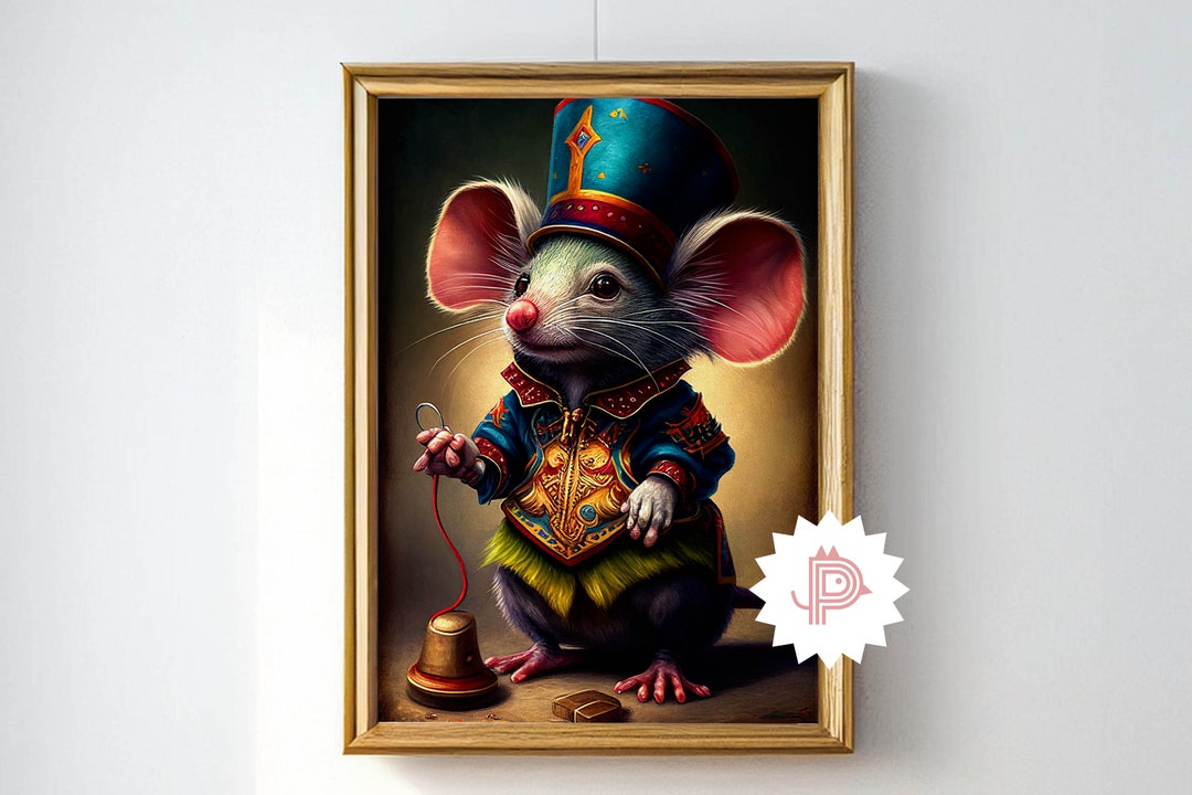 Fantasy Circus Animal Illustration, Mouse Clown Art Print, Circus ...