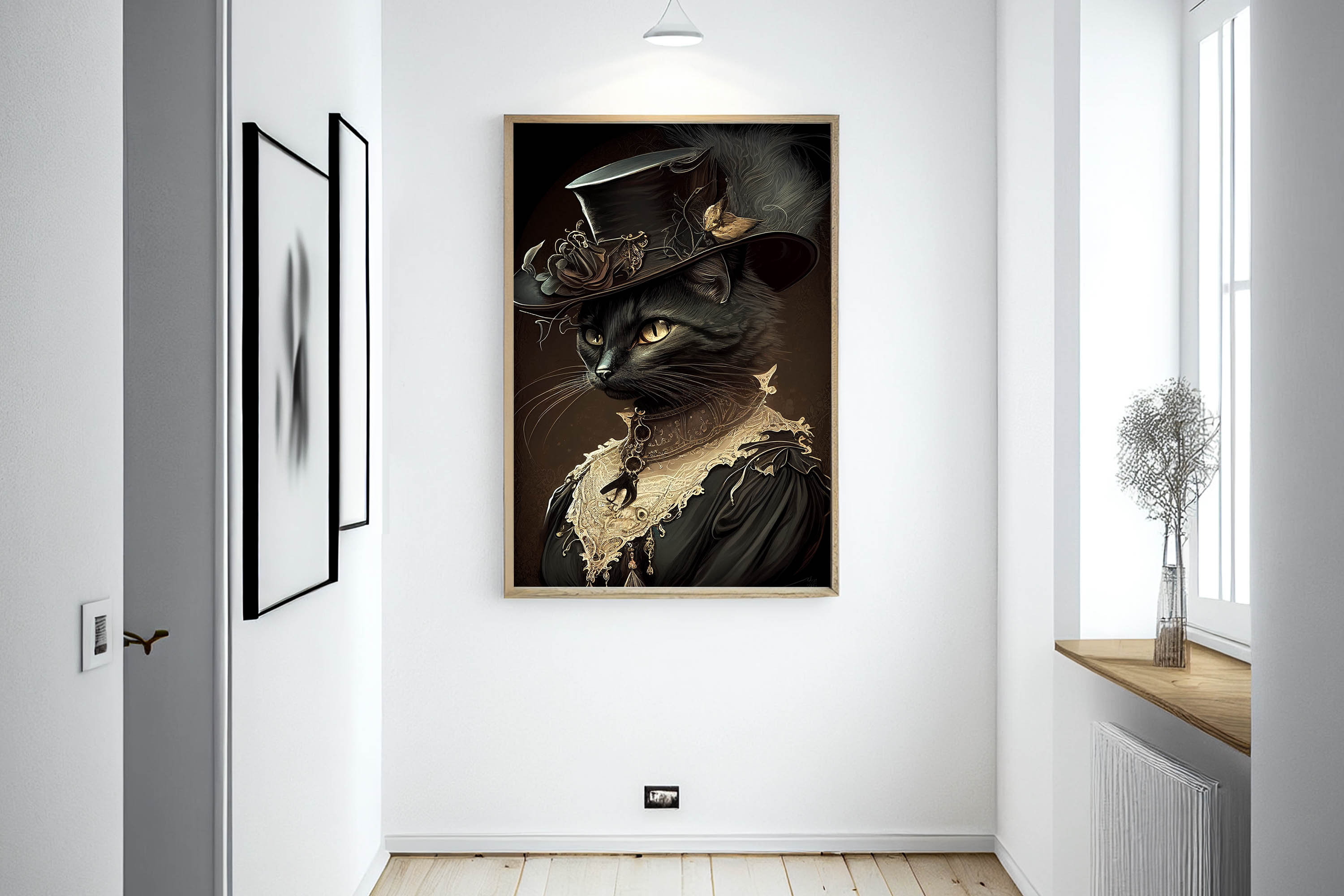 Victorian Black Cat Poster Art, Vintage Animal Portrait, Kittencore ...