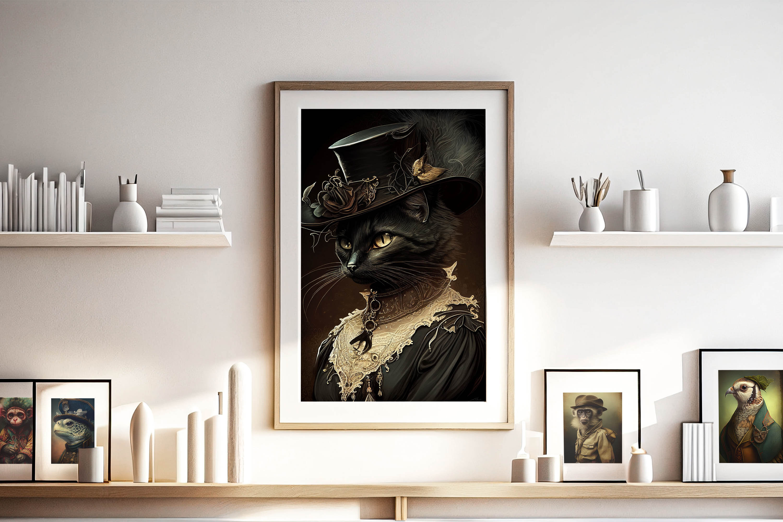 Victorian Black Cat Poster Art, Vintage Animal Portrait, Kittencore ...