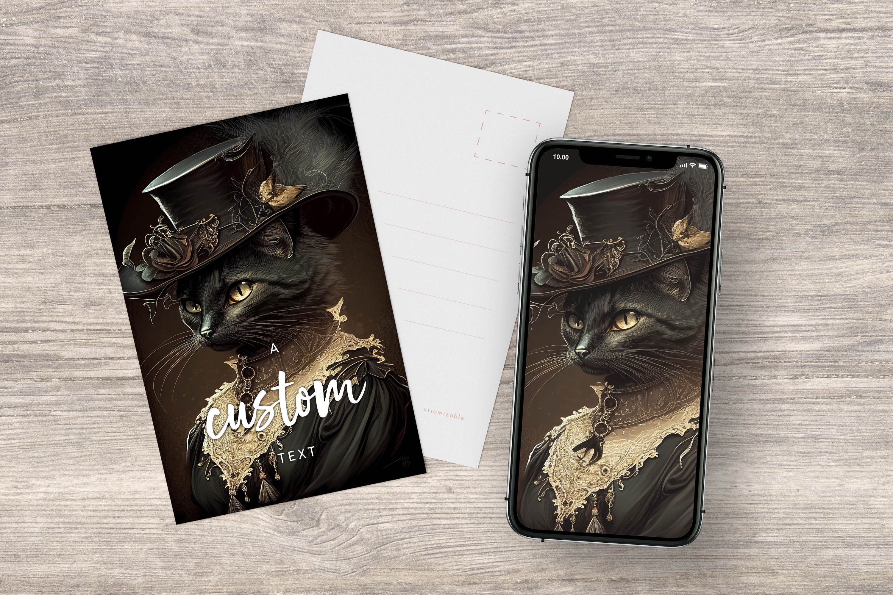 Victorian Black Cat Poster Art, Vintage Animal Portrait, Kittencore ...