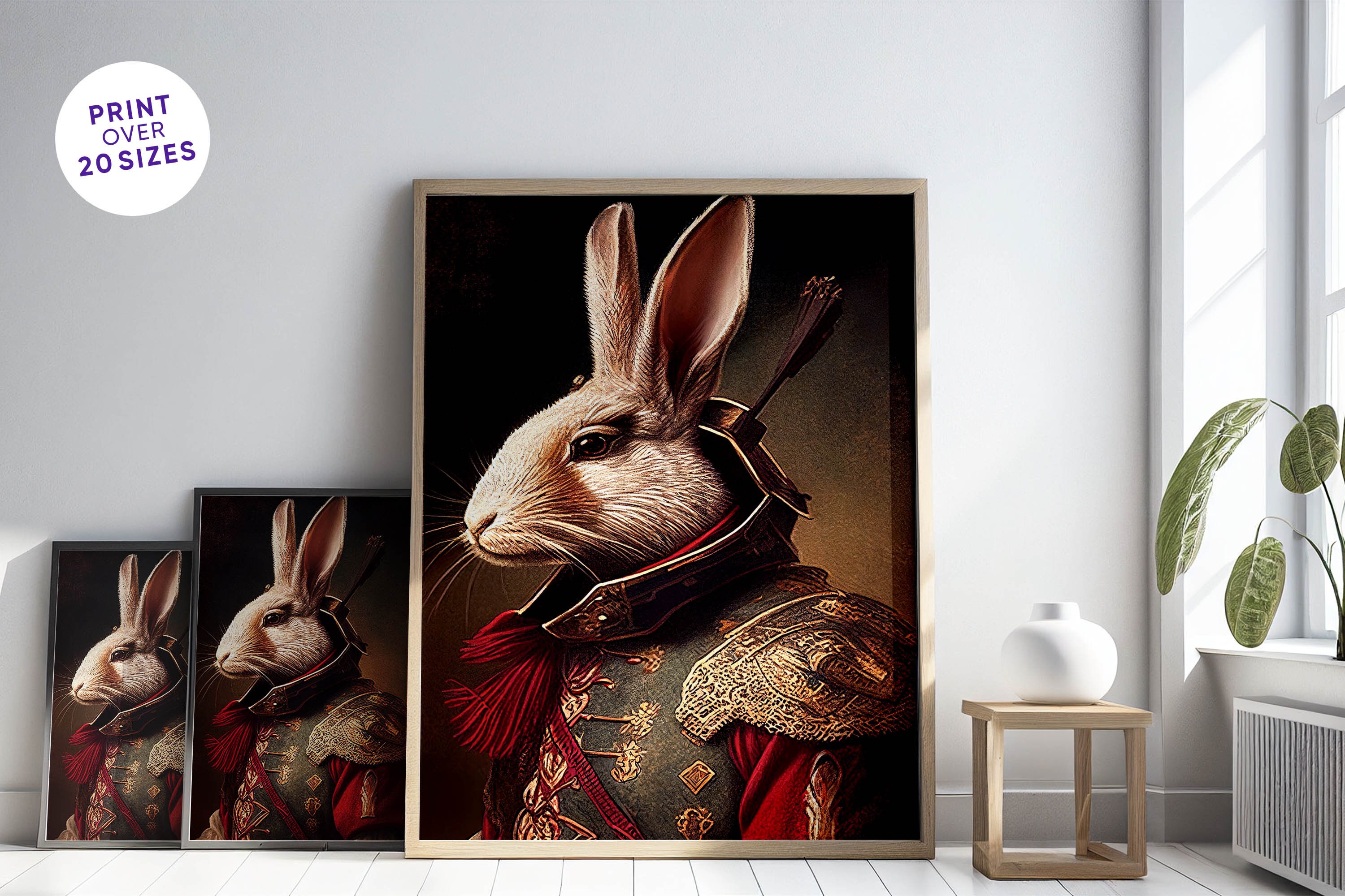 Rabbit Illustration Animal Portrait Noble Victorian Rabbit - Etsy