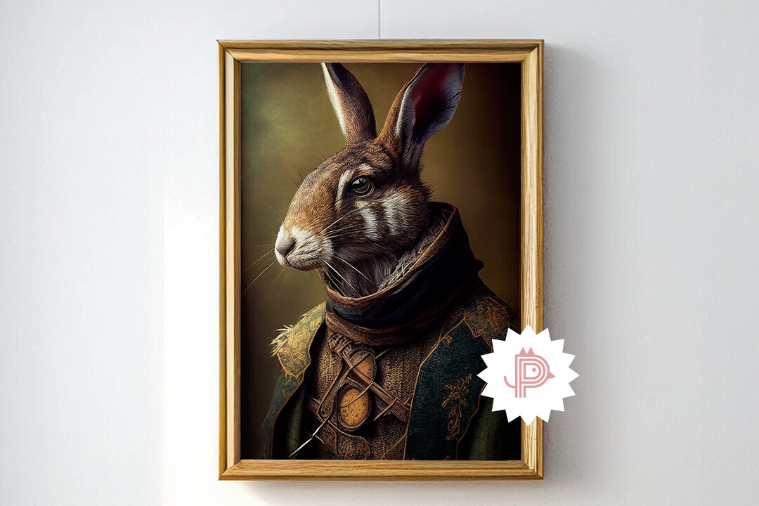 Rabbit Illustration Animal Portrait, Old English Rabbit Art, Victorian ...