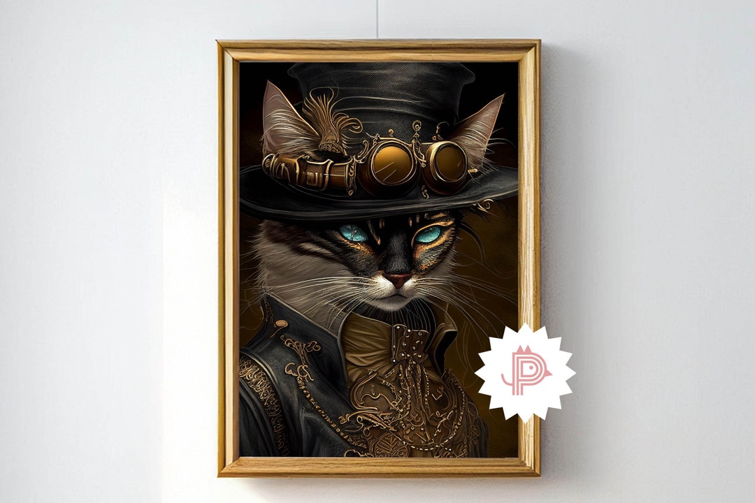 Victorian Cat Pet Poster Art, Vintage Animal Portrait, Trendy Kittenart ...
