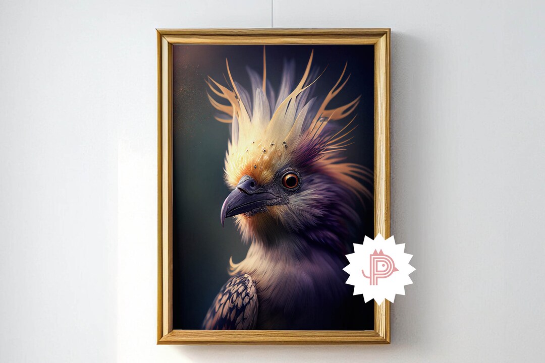 Phantasy Pet Illustration, Bird Art Poster, Illustrated Animal Portrait ...