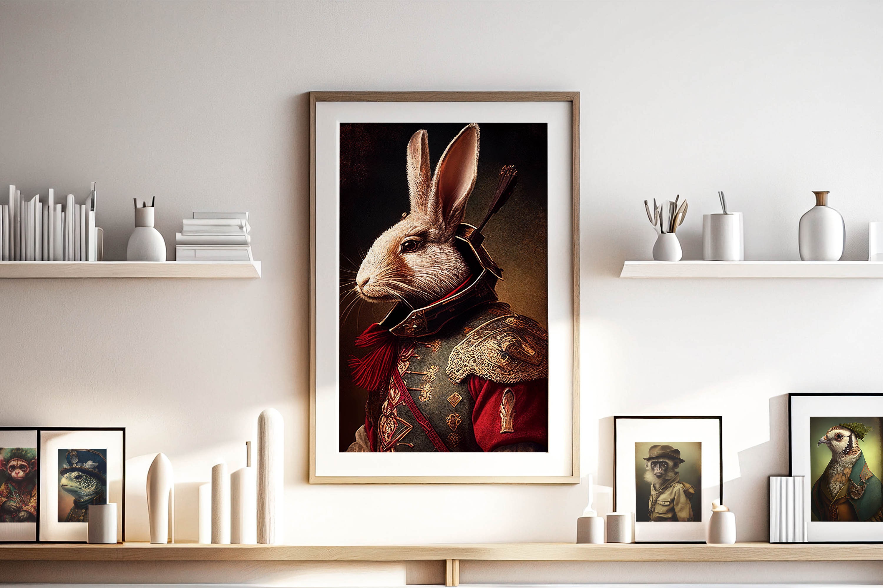 Rabbit Illustration Animal Portrait Noble Victorian Rabbit - Etsy