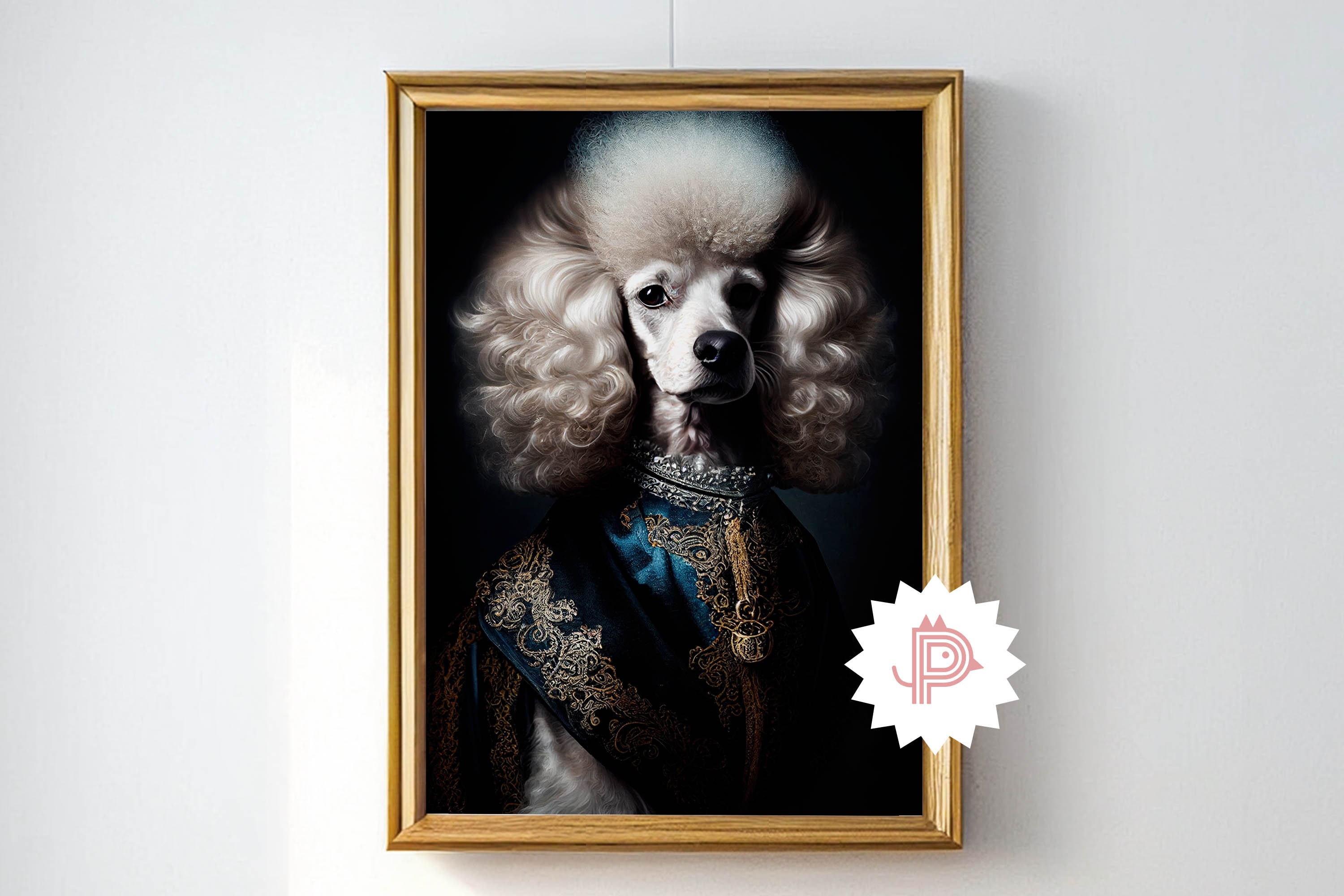 Victorian Poodle Animal Portrait, Vintage French Gothic Style, Dog in ...