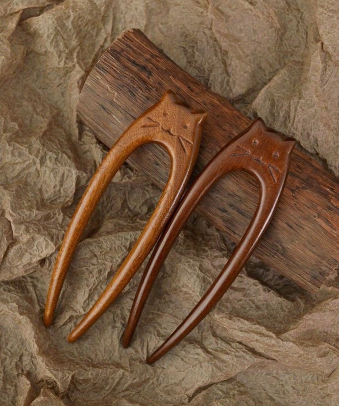 Cat Wooden Hairpin, Ancient Chinese Style, Cute, Cat, Random Wood ...