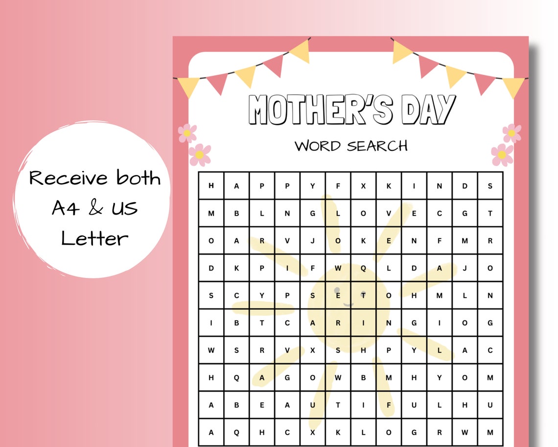 Mothers Day Word Search, Mothers Day Puzzle, Printable Mothers Day ...