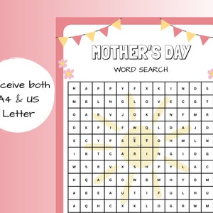 Mothers Day Word Search, Mothers Day Puzzle, Printable Mothers Day ...