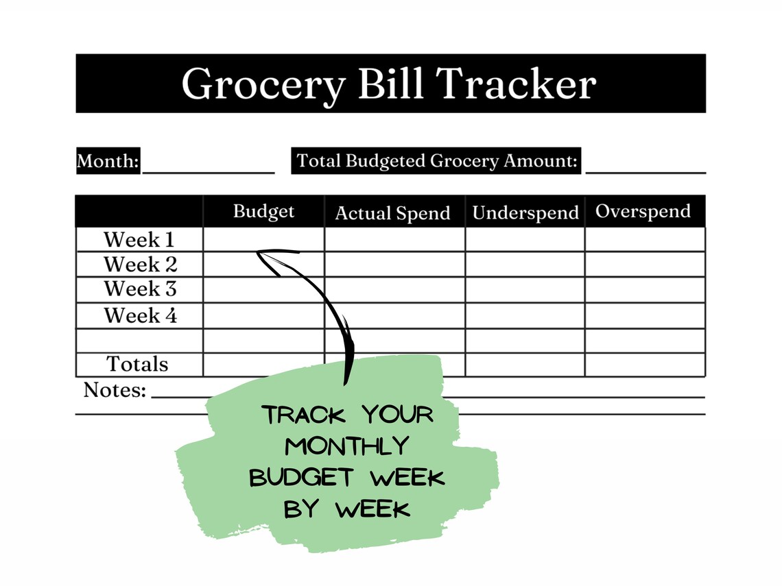 Grocery Expense Tracker Grocery Printable Log Grocery Bill Tracker ...
