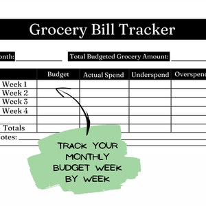 Grocery Expense Tracker Grocery Printable Log Grocery Bill Tracker Budget Grocery Budget Tracker ...