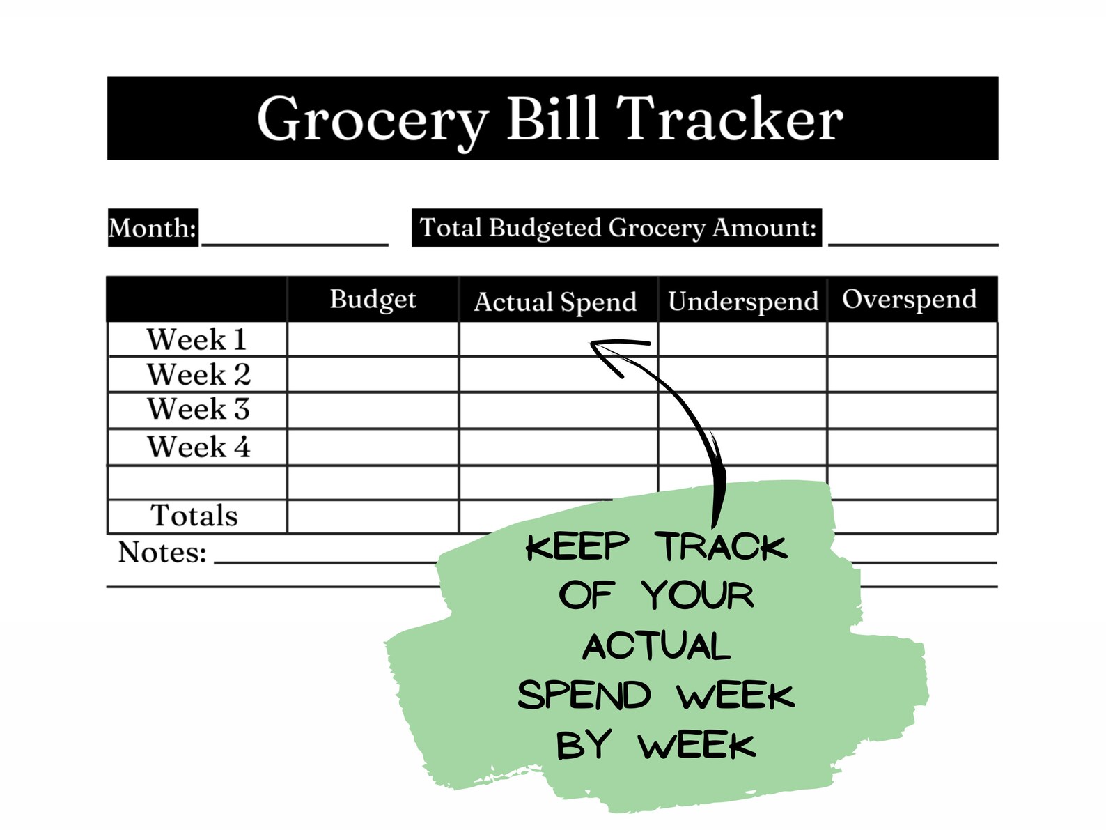 Grocery Expense Tracker Grocery Printable Log Grocery Bill Tracker ...