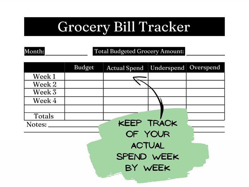 Grocery Expense Tracker Grocery Printable Log Grocery Bill Tracker ...
