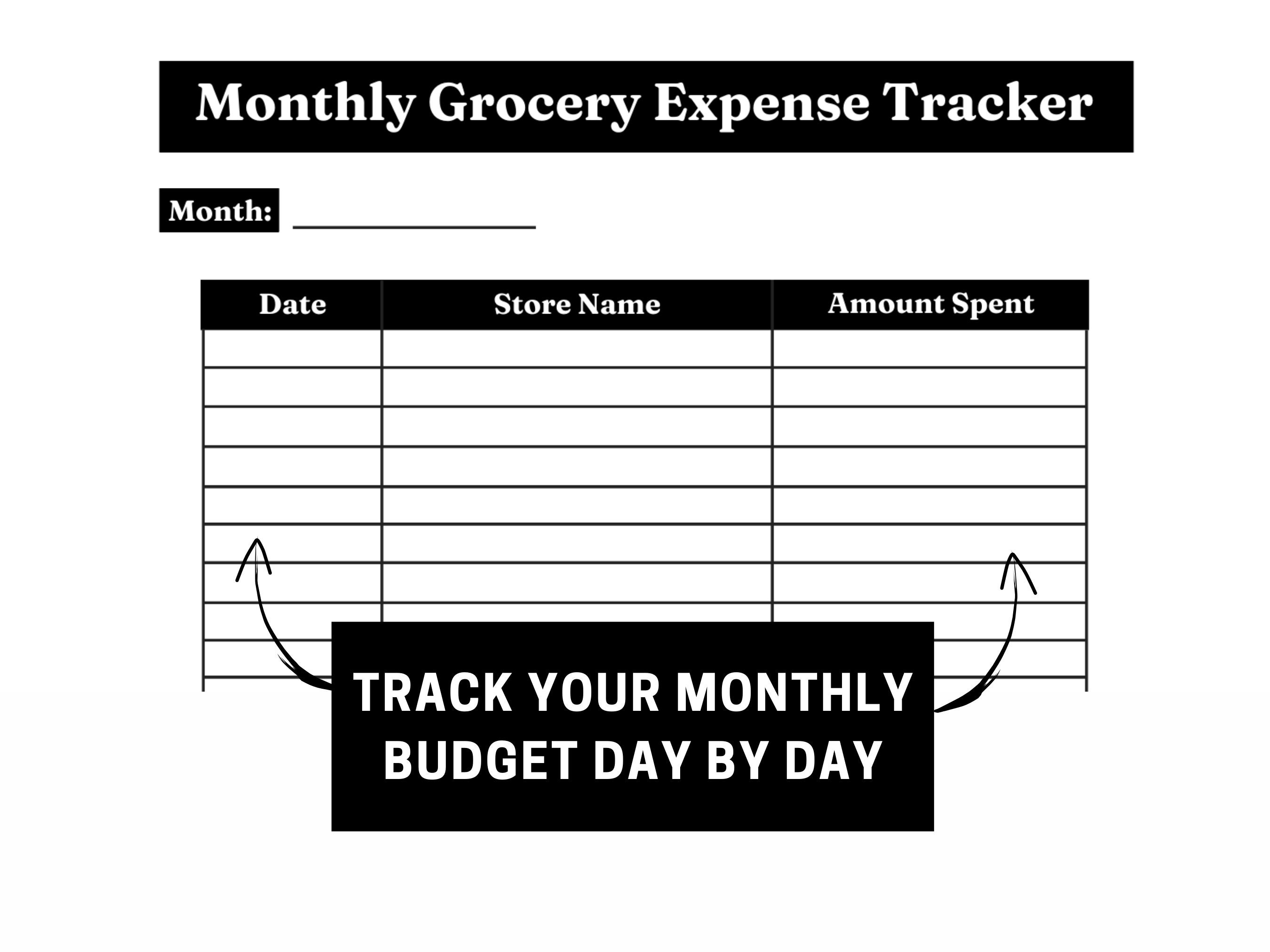 Grocery Expense Tracker Monthly Budget Tracker Grocery List Expense ...