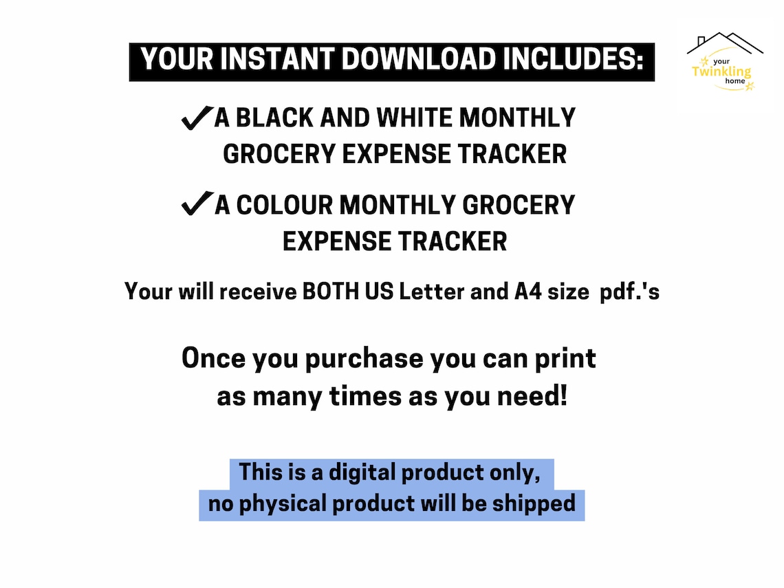 Grocery Expense Tracker Monthly Budget Tracker Grocery List Expense ...