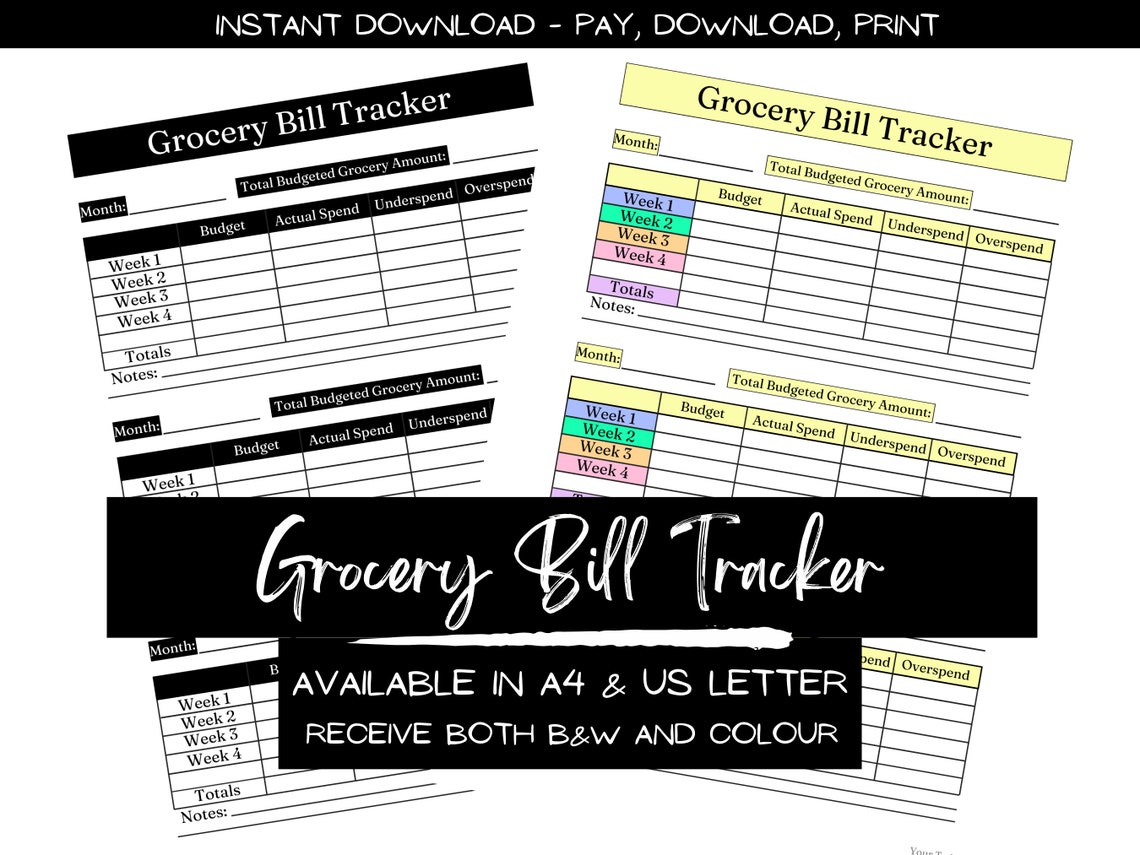 Grocery Expense Tracker Grocery Printable Log Grocery Bill Tracker ...