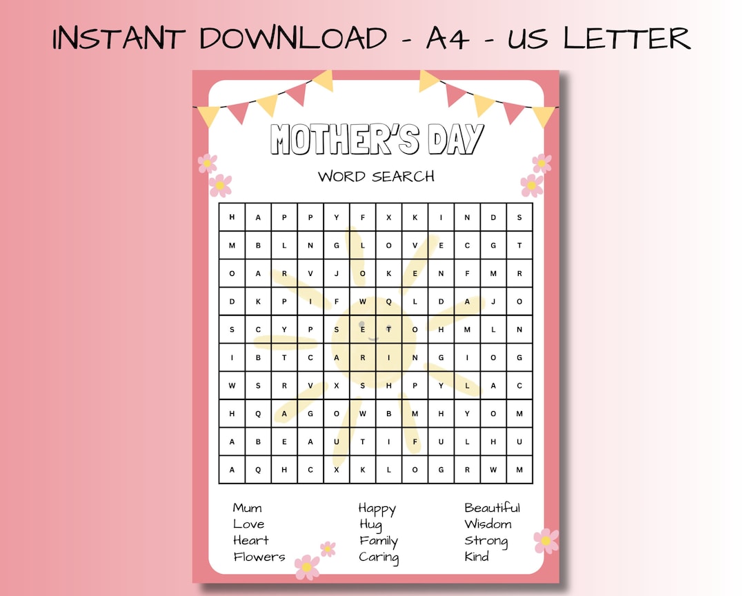 Mothers Day Word Search, Mothers Day Puzzle, Printable Mothers Day ...