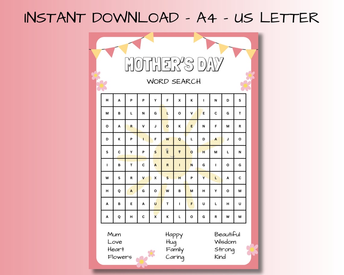 Mothers Day Word Search, Mothers Day Puzzle, Printable Mothers Day ...