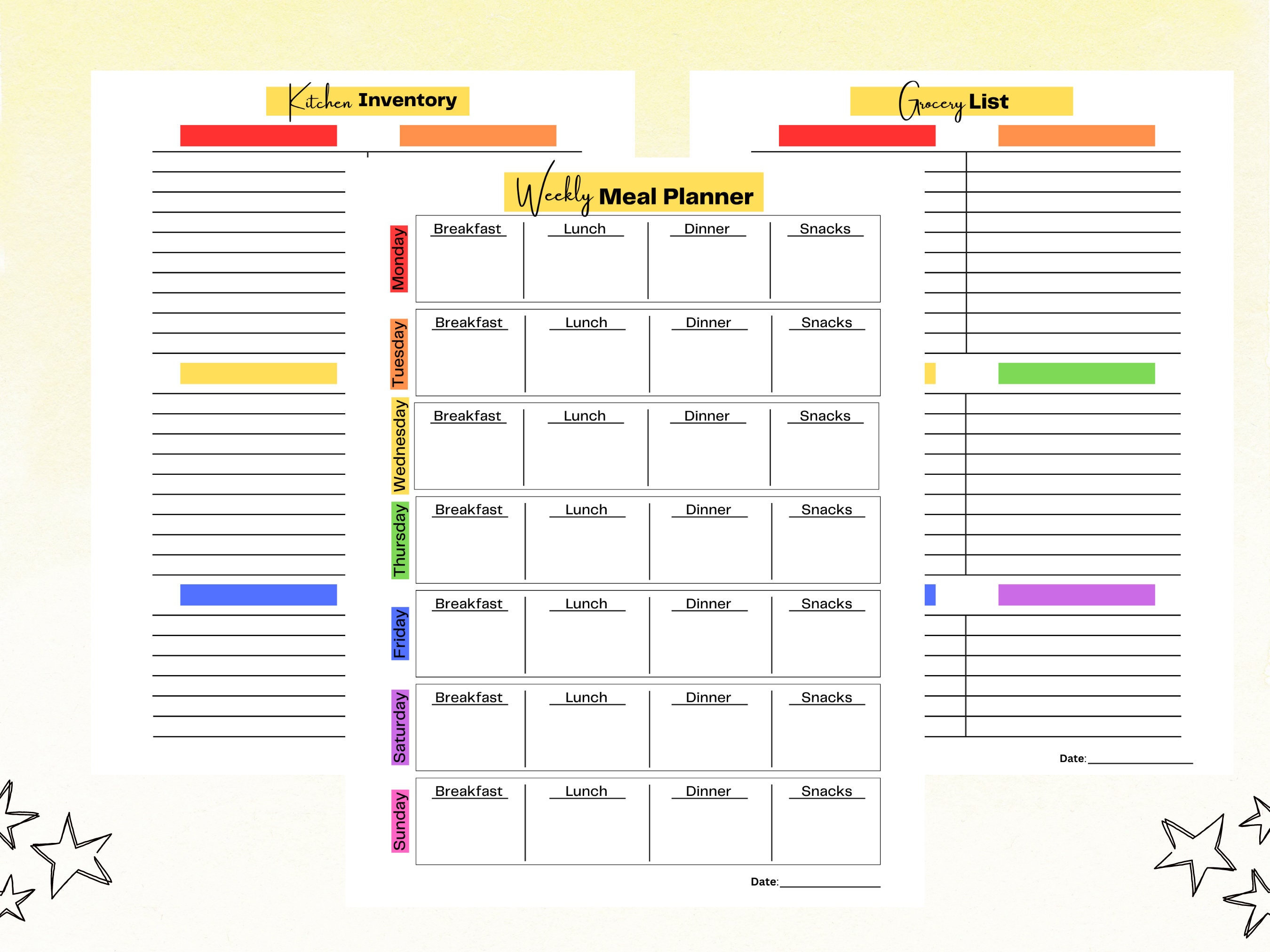 Weekly Meal Planner Printable Meal Planner Printable Dinner Planner ...