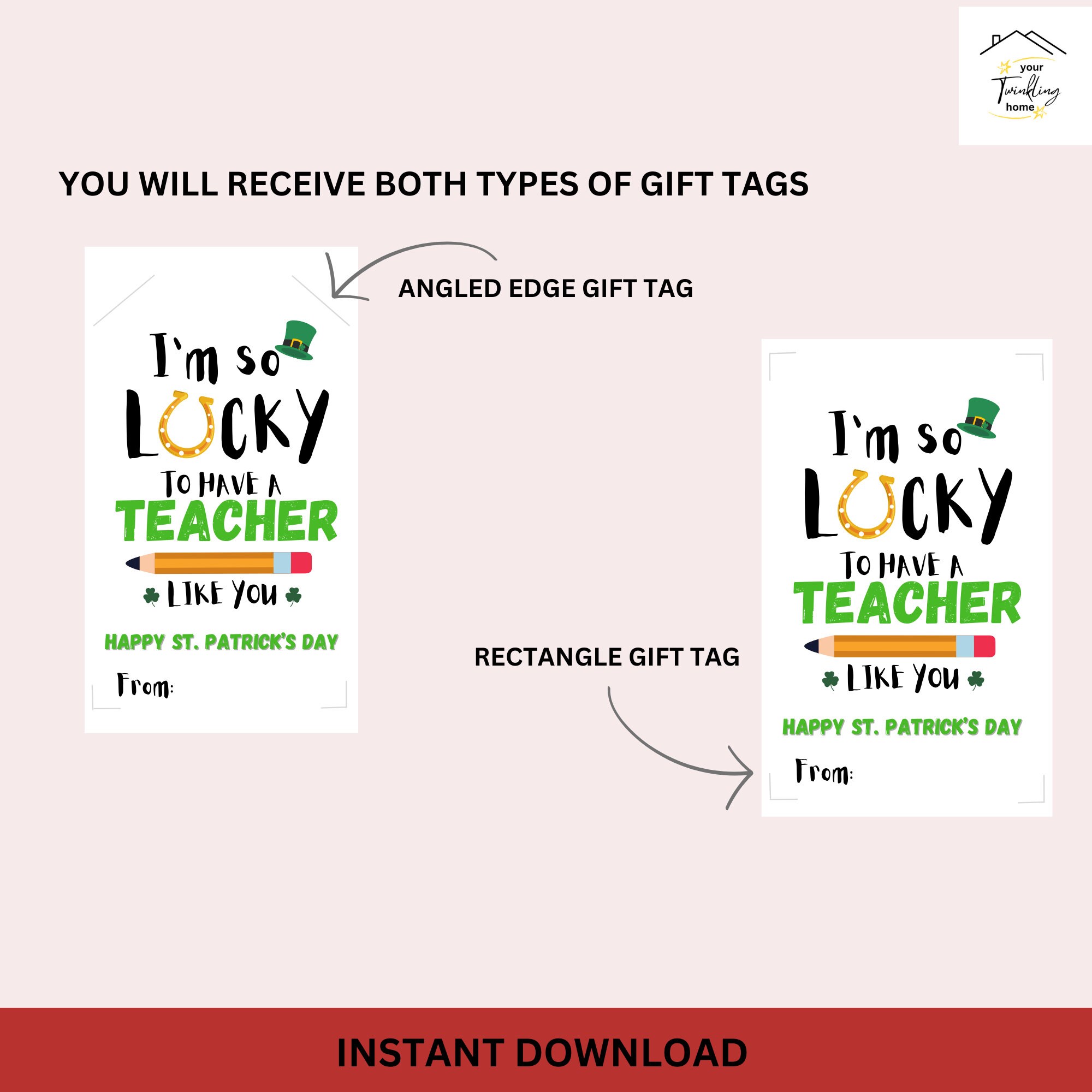 Printable St Patricks Day Gift Tag, Lucky to Have A Teacher Like You ...