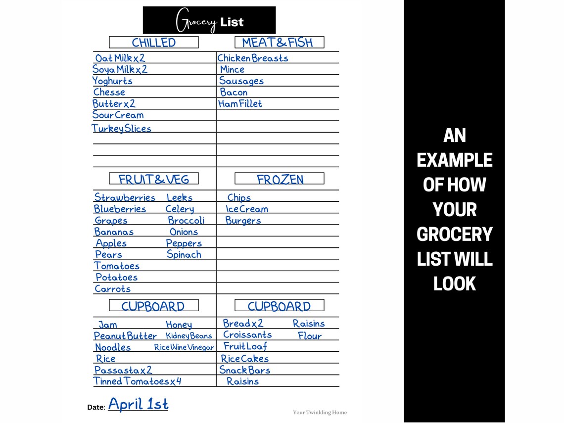 Grocery List Printable Grocery List Template Grocery List PDF Grocery ...