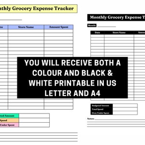 Grocery Expense Tracker Monthly Budget Tracker Grocery List Expense ...