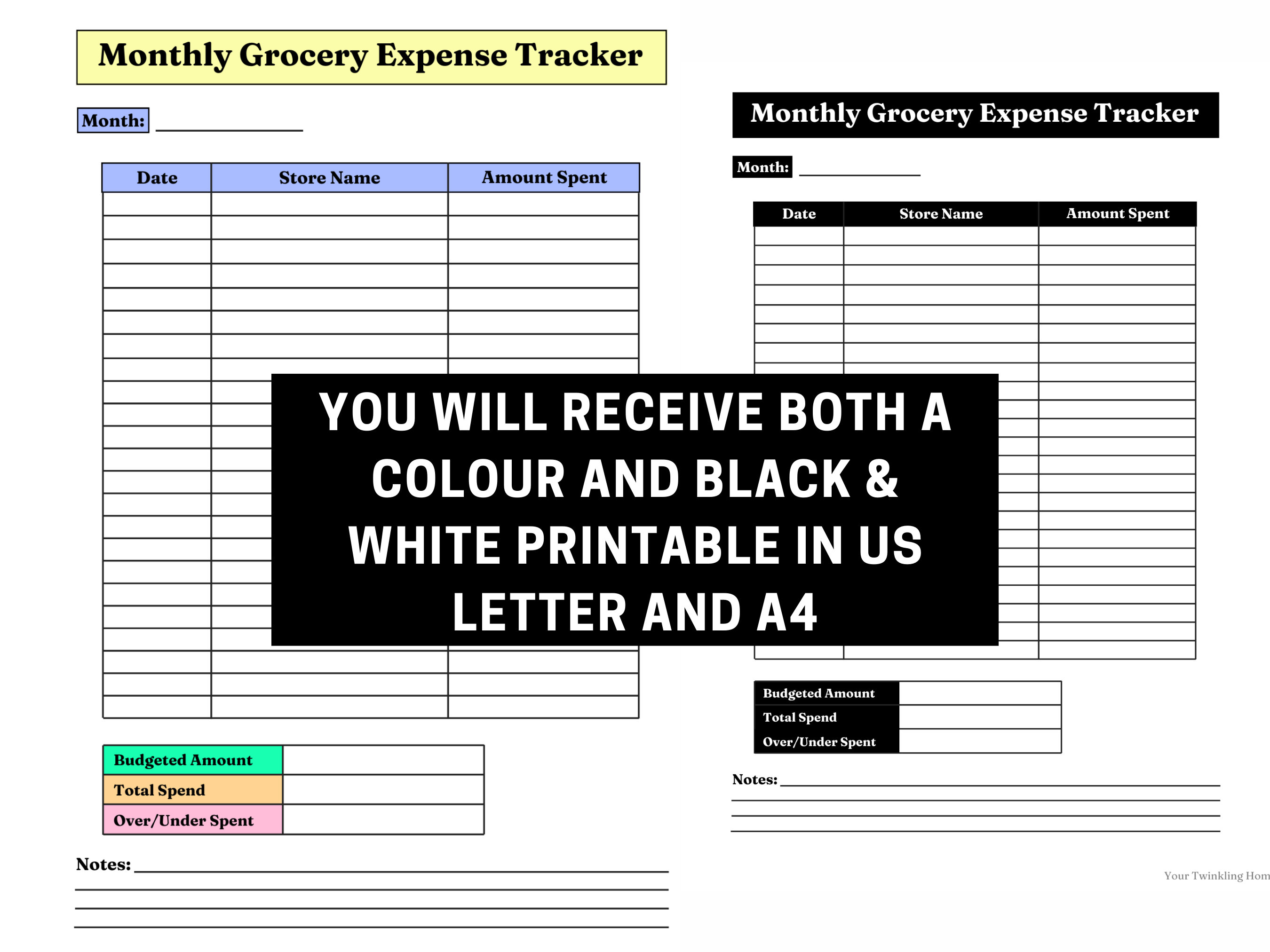 Grocery Expense Tracker Monthly Budget Tracker Grocery List Expense ...