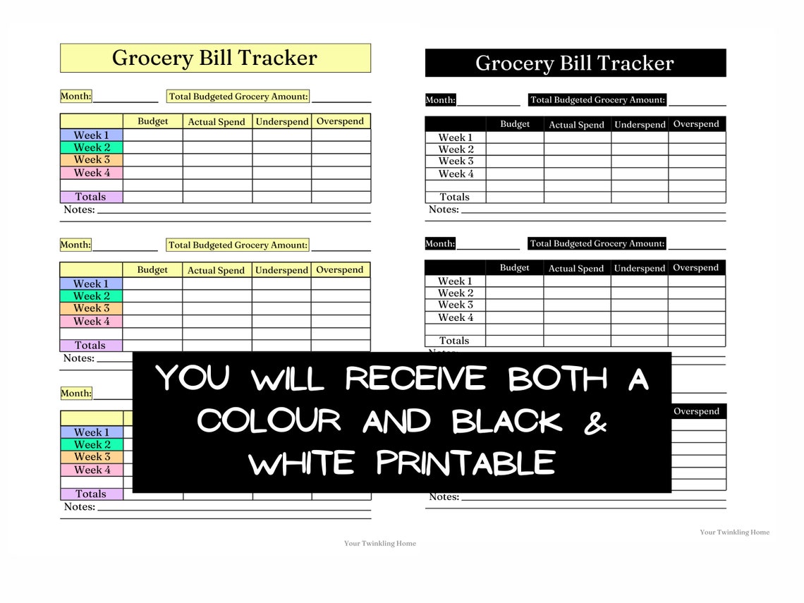 Grocery Expense Tracker Grocery Printable Log Grocery Bill Tracker ...
