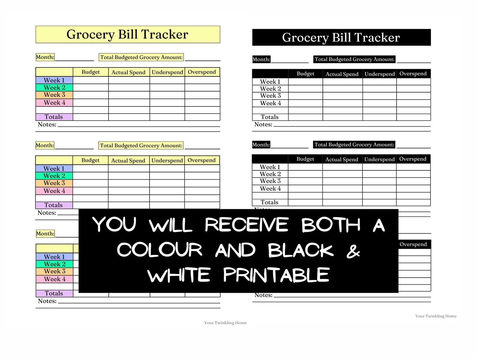 Grocery Expense Tracker Grocery Printable Log Grocery Bill Tracker ...