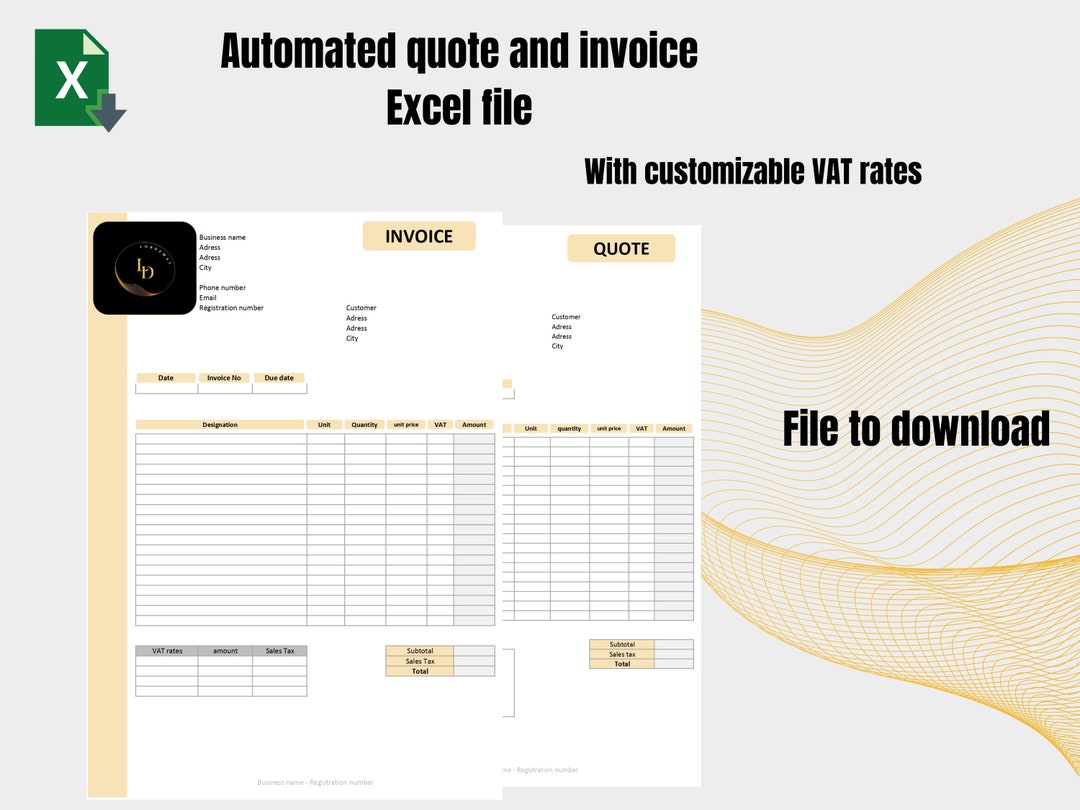 Invoice and Estimate Excel, Automated File With Vat to Download English ...