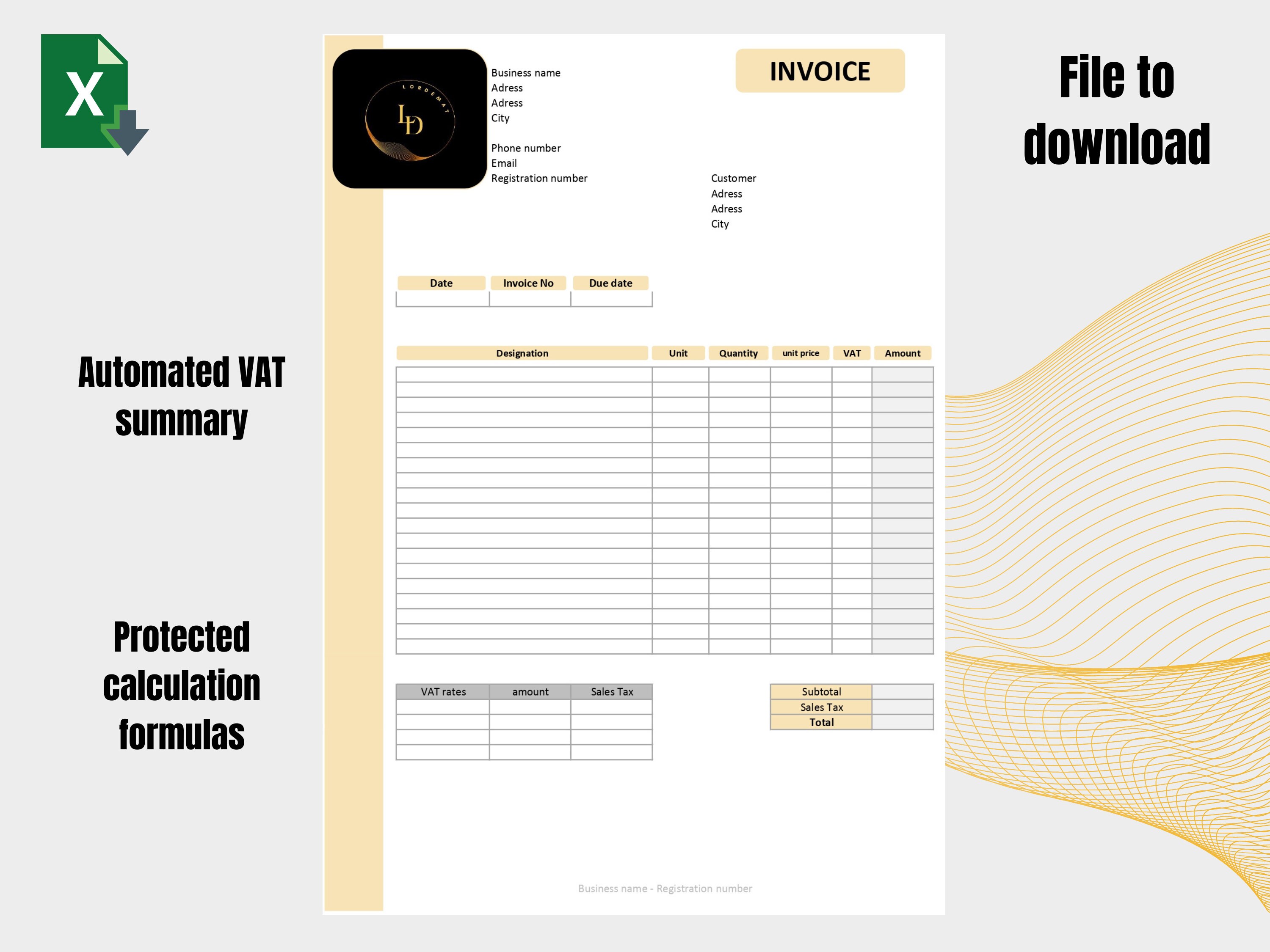 Excel Invoice and Quote, Automated File With VAT to Download English ...