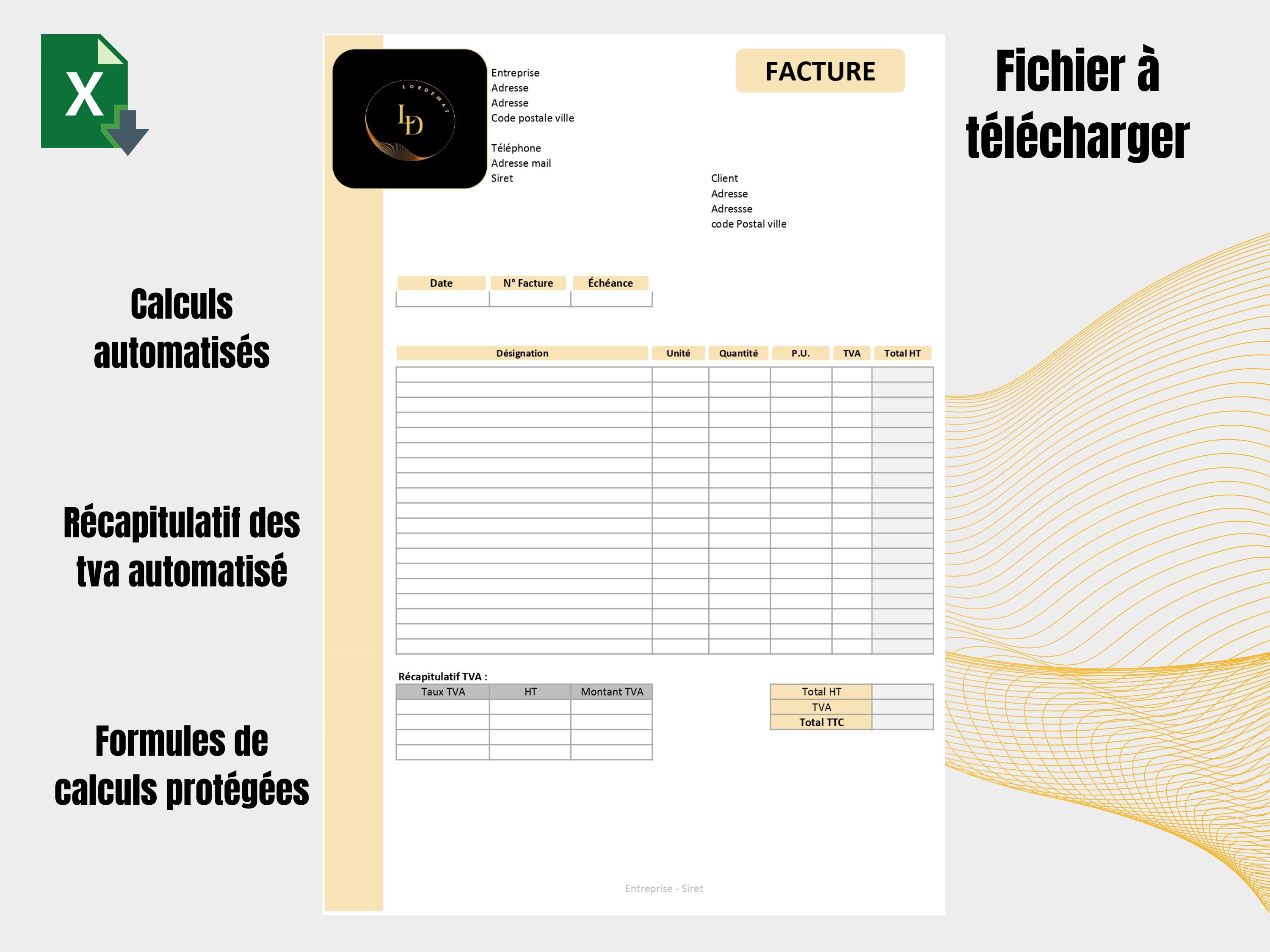 Invoice and Estimate Excel in French, Automated File With Vat to ...