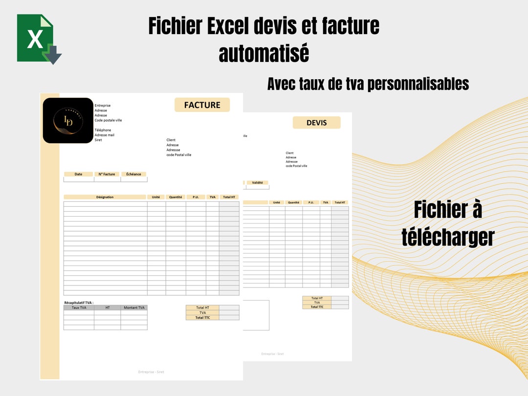 Excel Invoice and Quote in French, Automated File With VAT to Download ...
