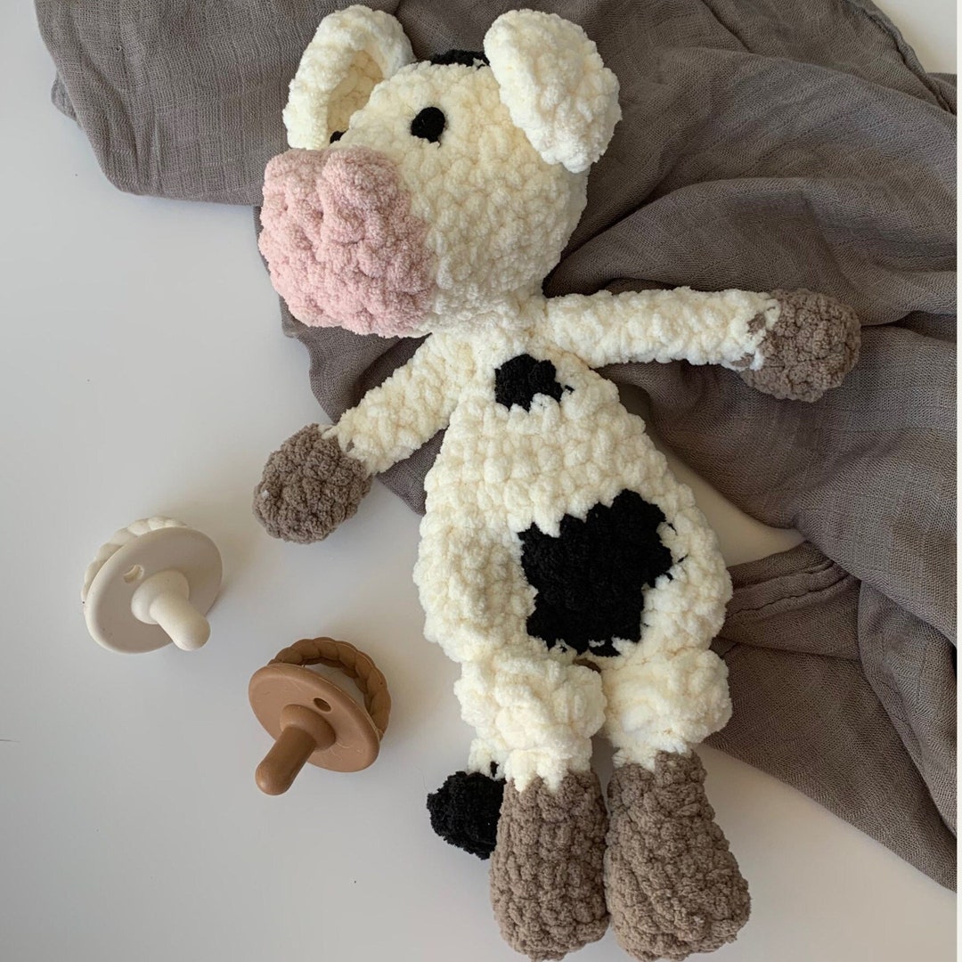 Mini Cow Snuggler, Black and White Cow Baby Toy, Cow Lovey, Farm Baby ...
