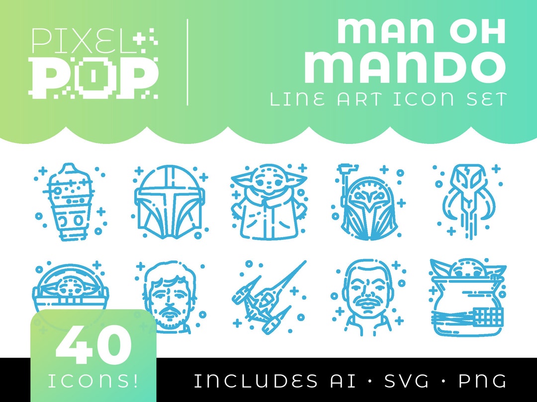 Man Oh Mando Line Art Icon Set - Etsy