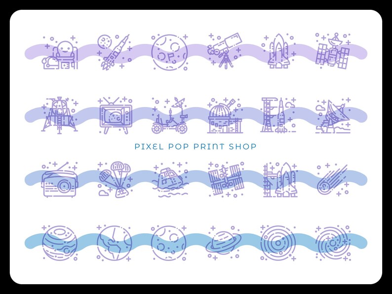 Exploring Space Line Art Icon Set • SVG PNG Bundle - Etsy