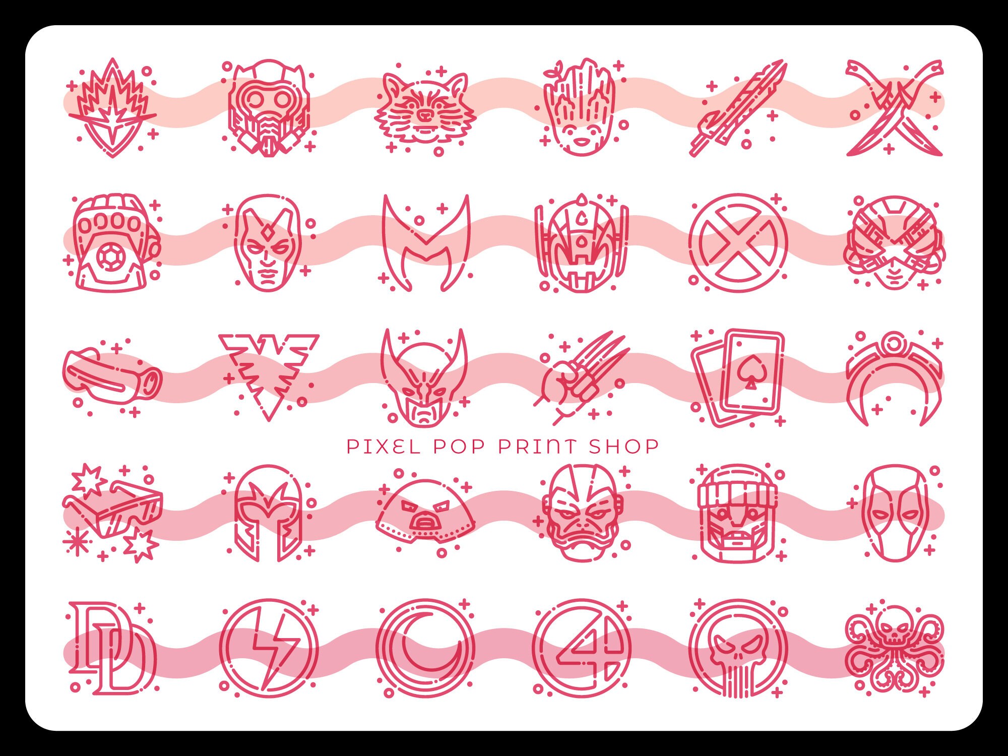 Marvelous Heroes Line Art Icon Set - Etsy