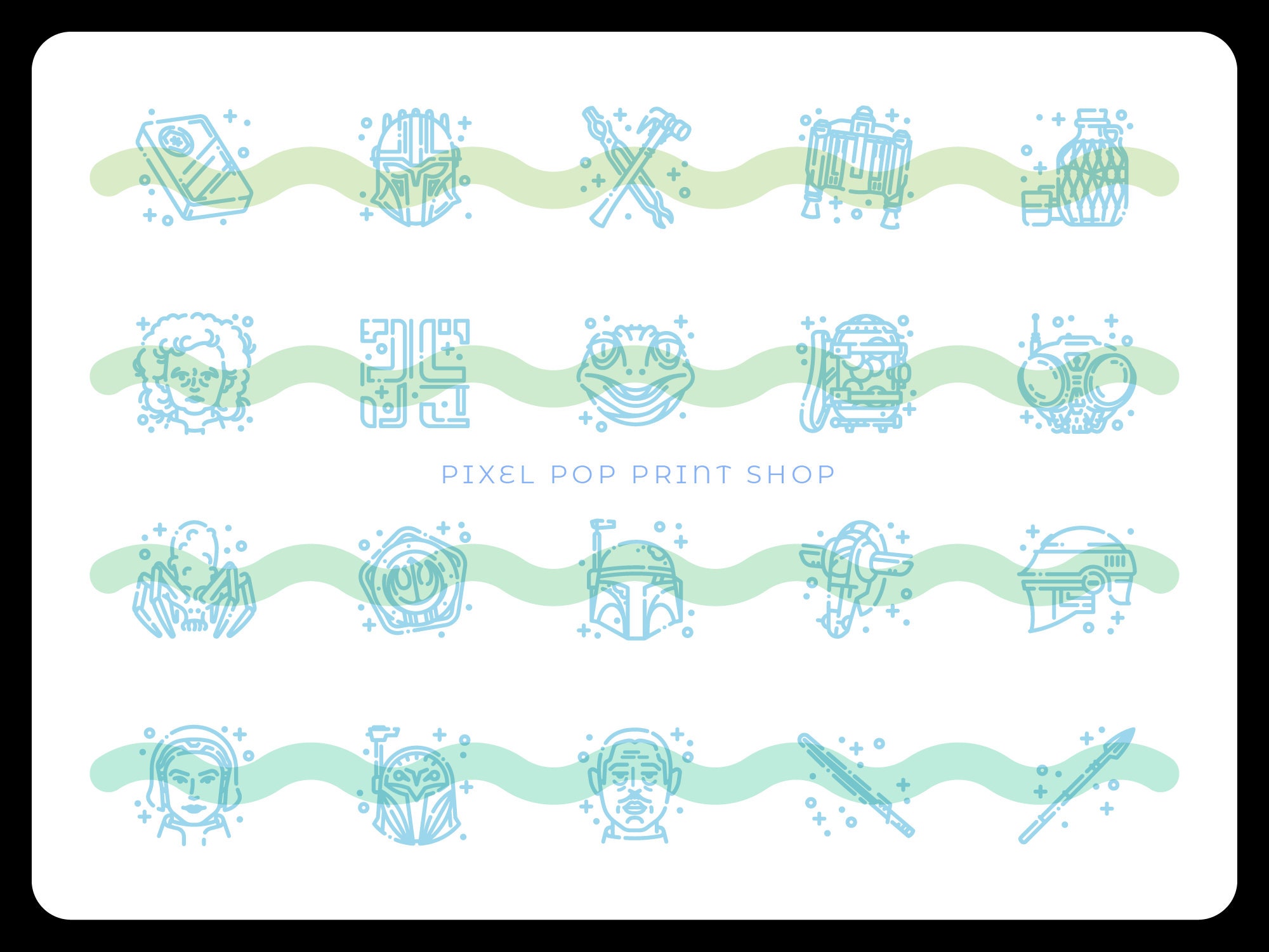 Man Oh Mando Line Art Icon Set - Etsy