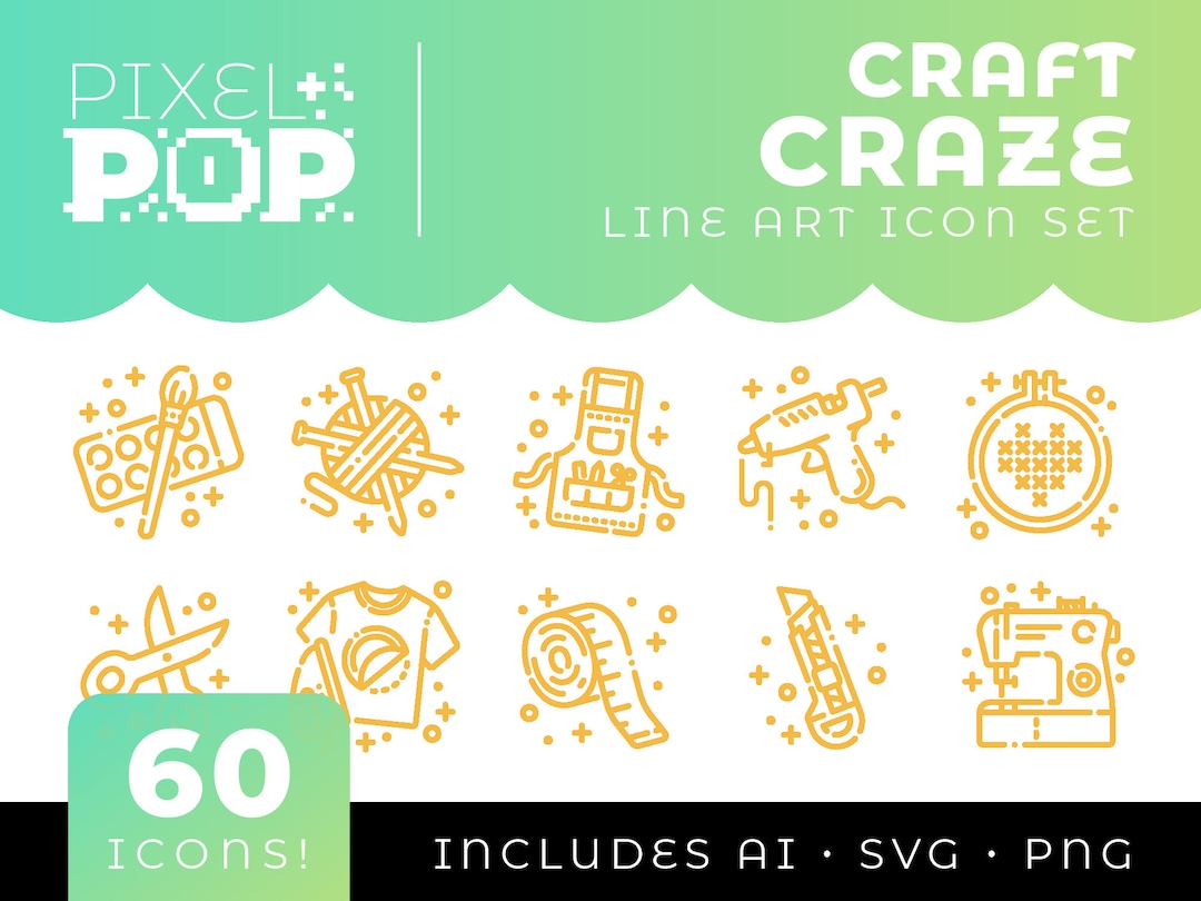 Craft Craze Line Art Icon Set - Etsy