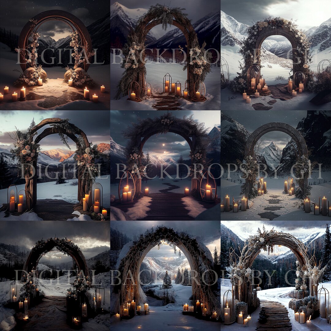 Snowy Mountain Arch 1 Digital Backdrops (9) - Etsy