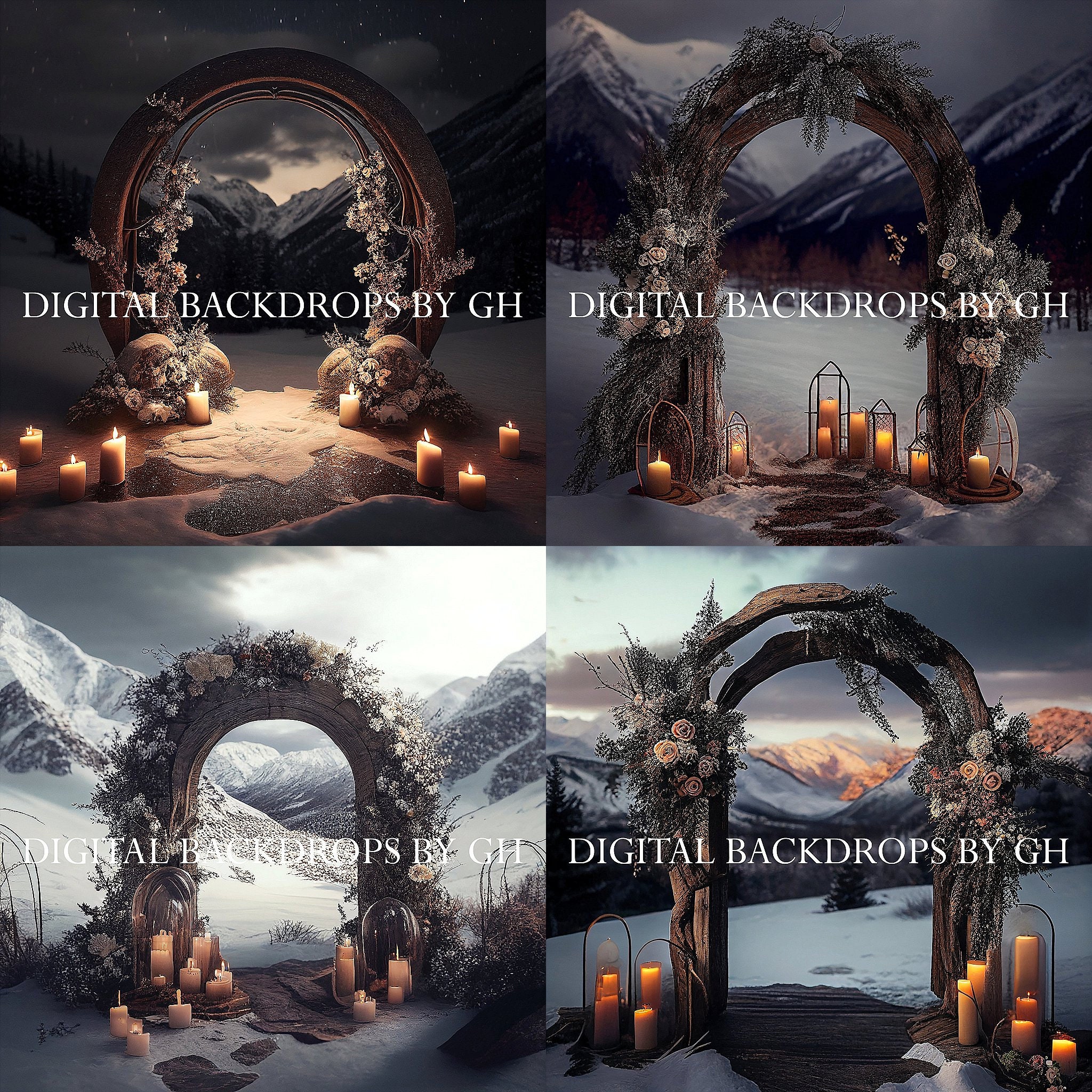 Snowy Mountain Arch 1 Digital Backdrops (9) - Etsy