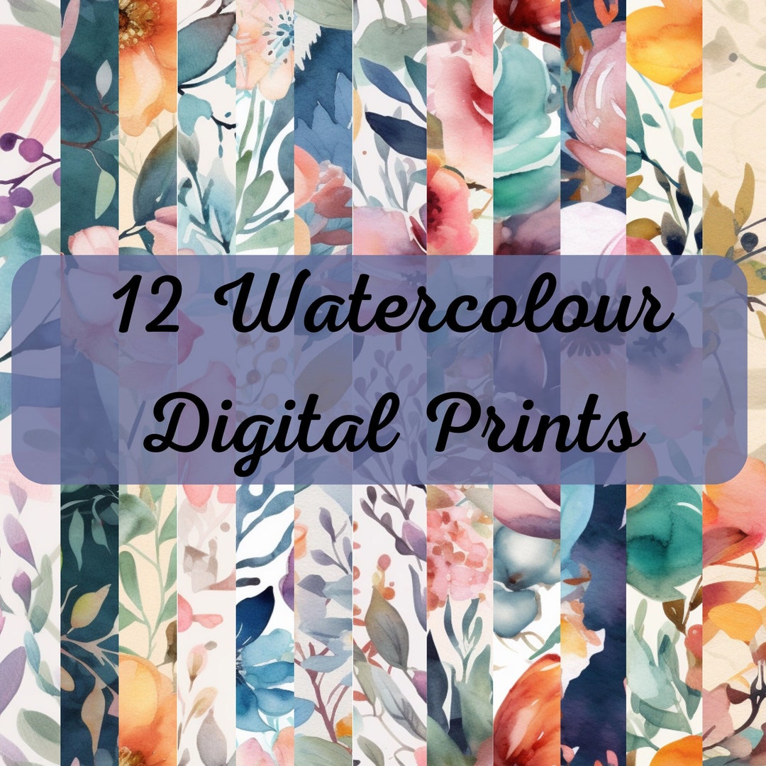 Floral Digital Paper | Watercolour Flower Background | 12 Designs ...