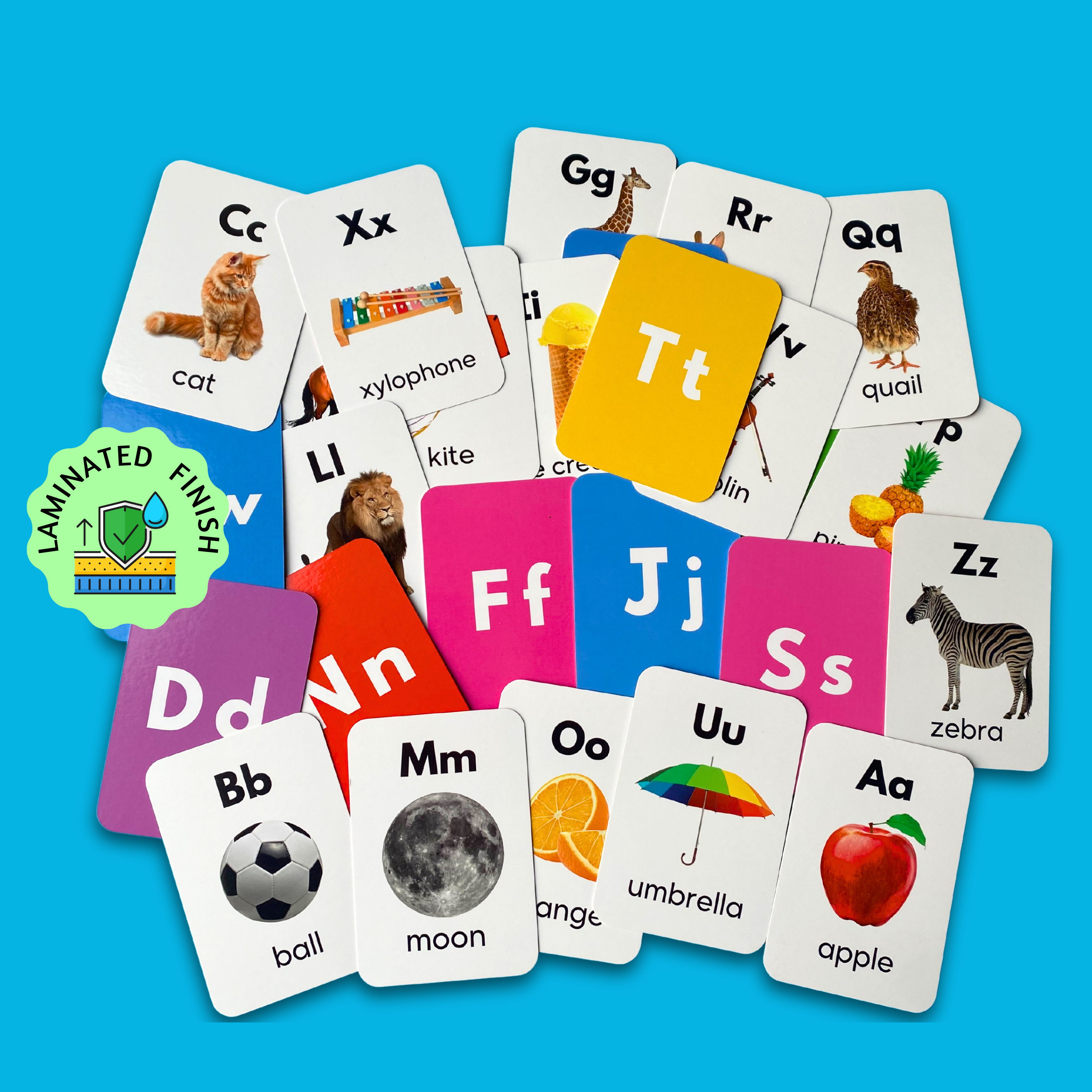English Alphabet Flash Cards for Kids, Early Learning First Word Cards ...