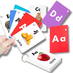 English Alphabet Flash Cards for Kids, Early Learning First Word Cards ...