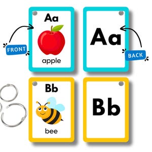 Alphabet Flash Cards Educational Uppercase Lowercase ABC Learning ...