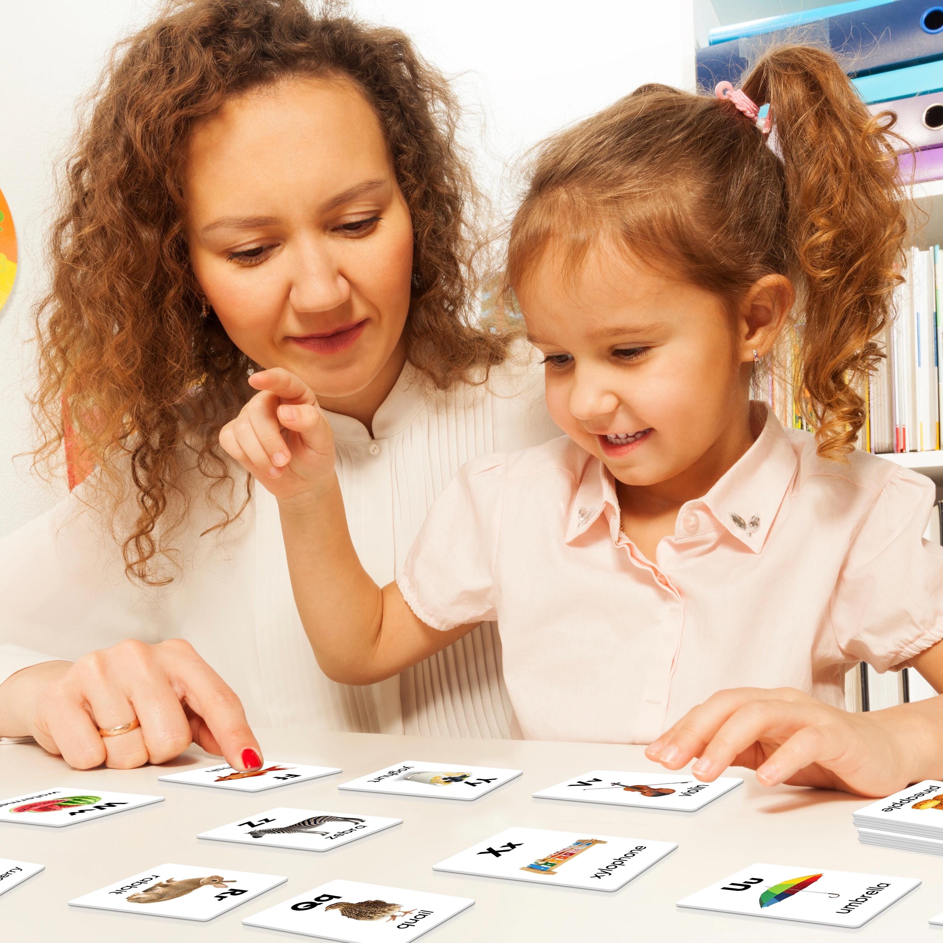 English Alphabet Flash Cards for Kids, Early Learning First Word Cards ...