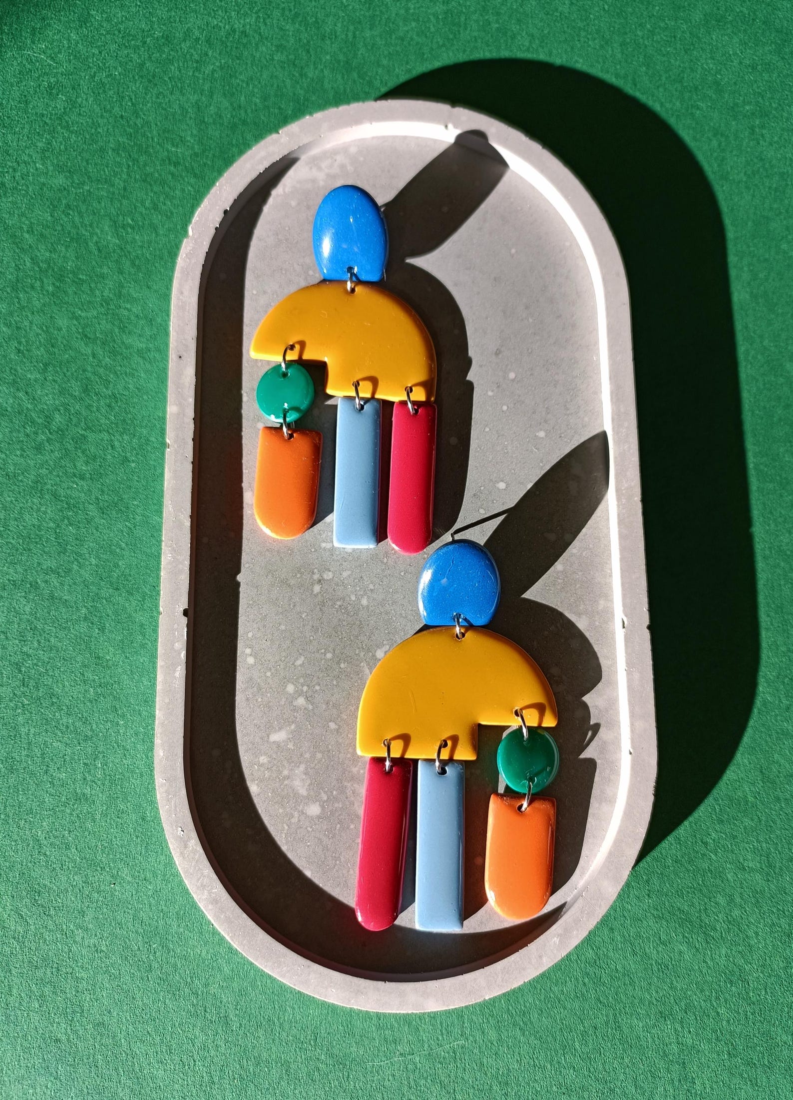 Fall Color Scheme Polymer Clay Earrings / Handmade Geometric Shape Stud ...