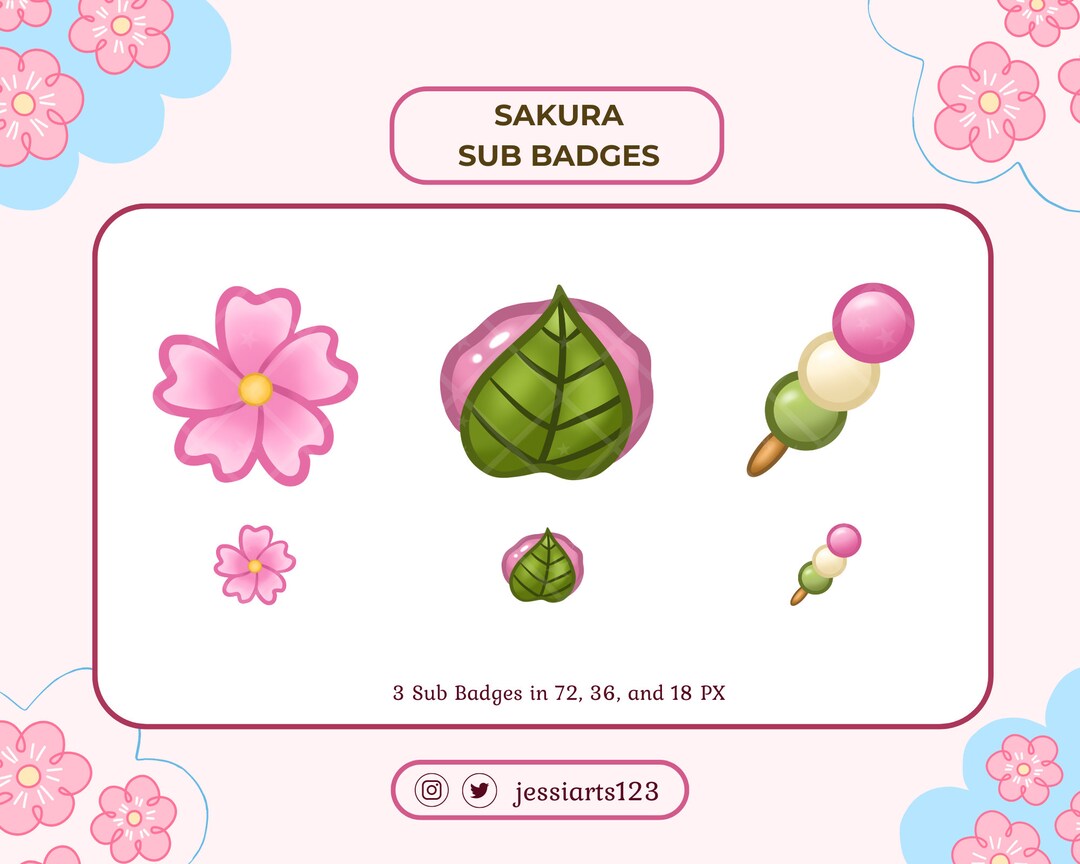 Sakura 3 Sub Badges Set for Twitch Streaming - Etsy