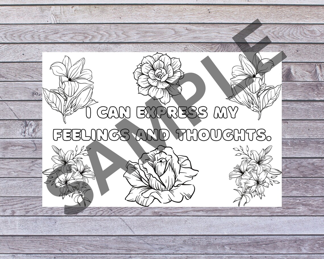 Affirmation Coloring Pages, for All Ages, With Flowers, Printable ...