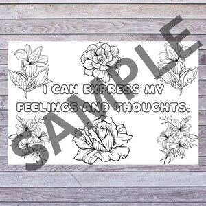 Affirmation Coloring Pages, for All Ages, With Flowers, Printable ...